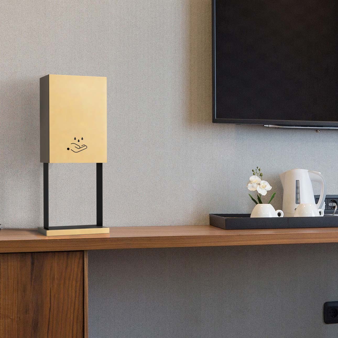 Table Top Hand Sanitizer, Brushed Brass | Nova of California