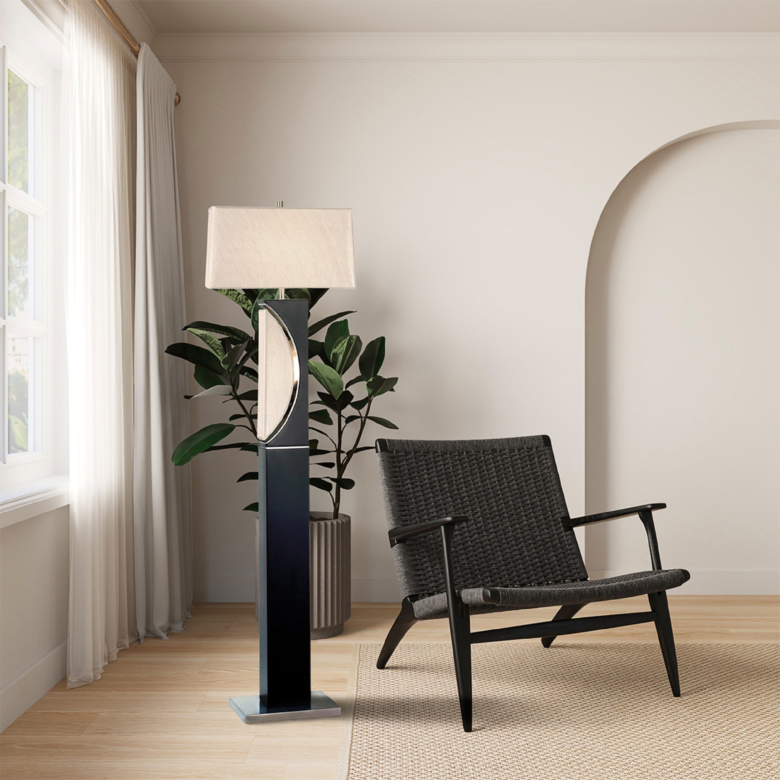 Half Moon Floor Lamp with Nightlight – Charcoal Gray, Etruscan Gold ...