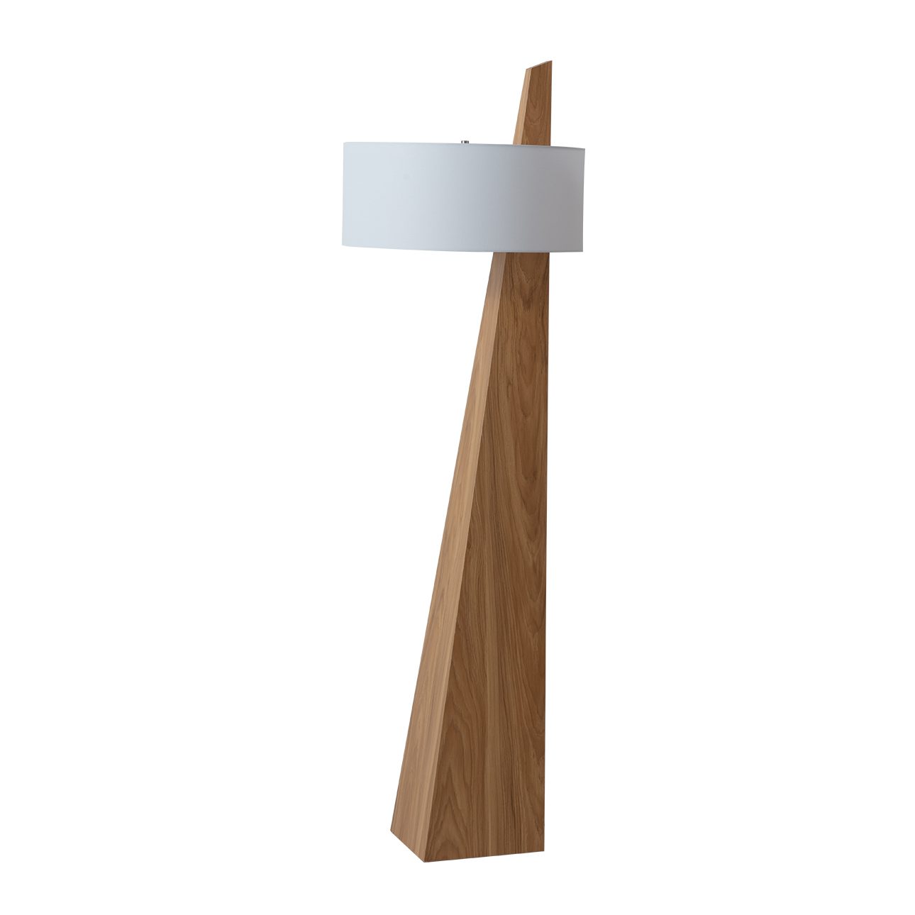 Obelisk Floor Lamp – Natural Ash Wood Finish, White Cotton-Linen Shade ...