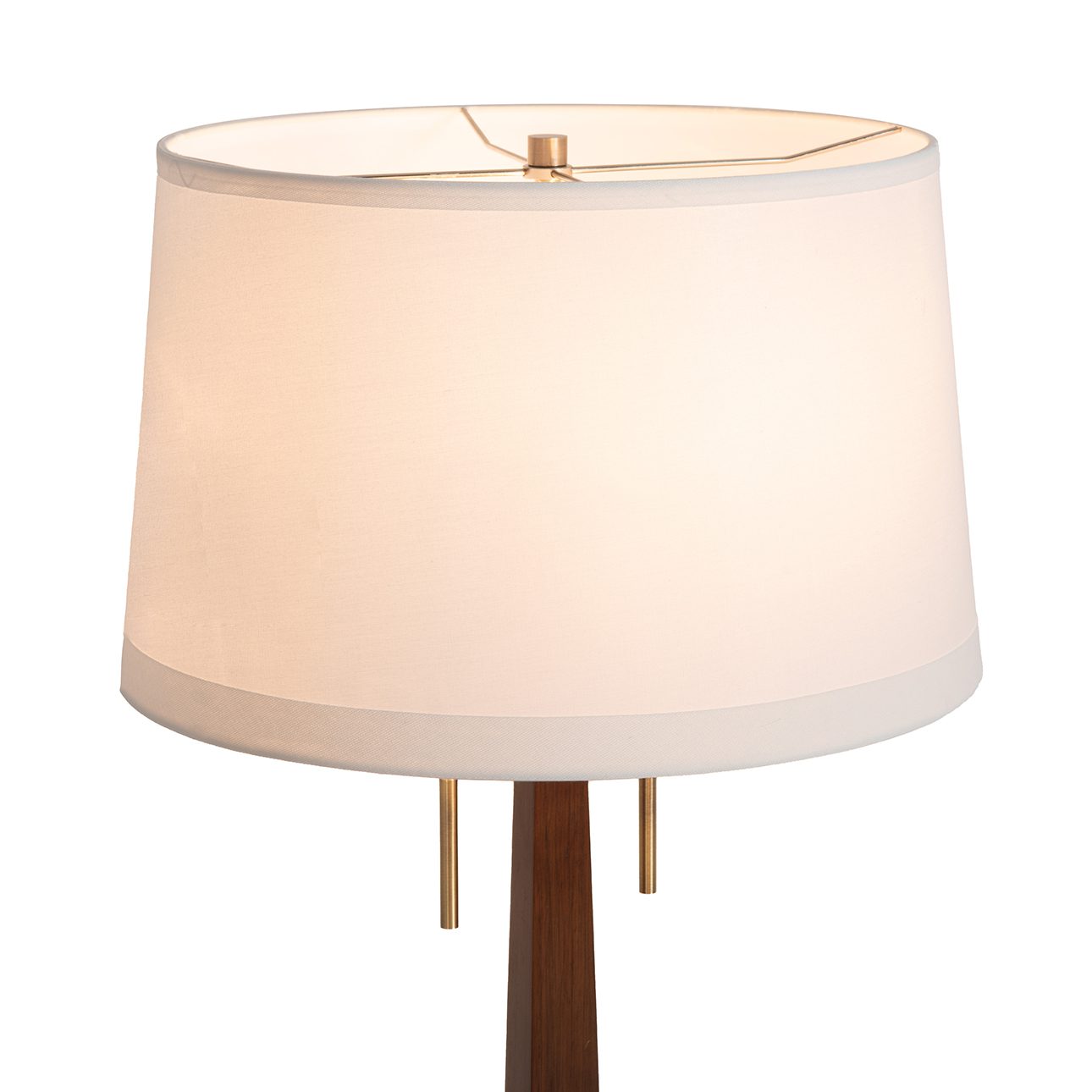 Taper Table Lamp – Dark Walnut Wood Finish, White Linen Shade - NOVA of ...
