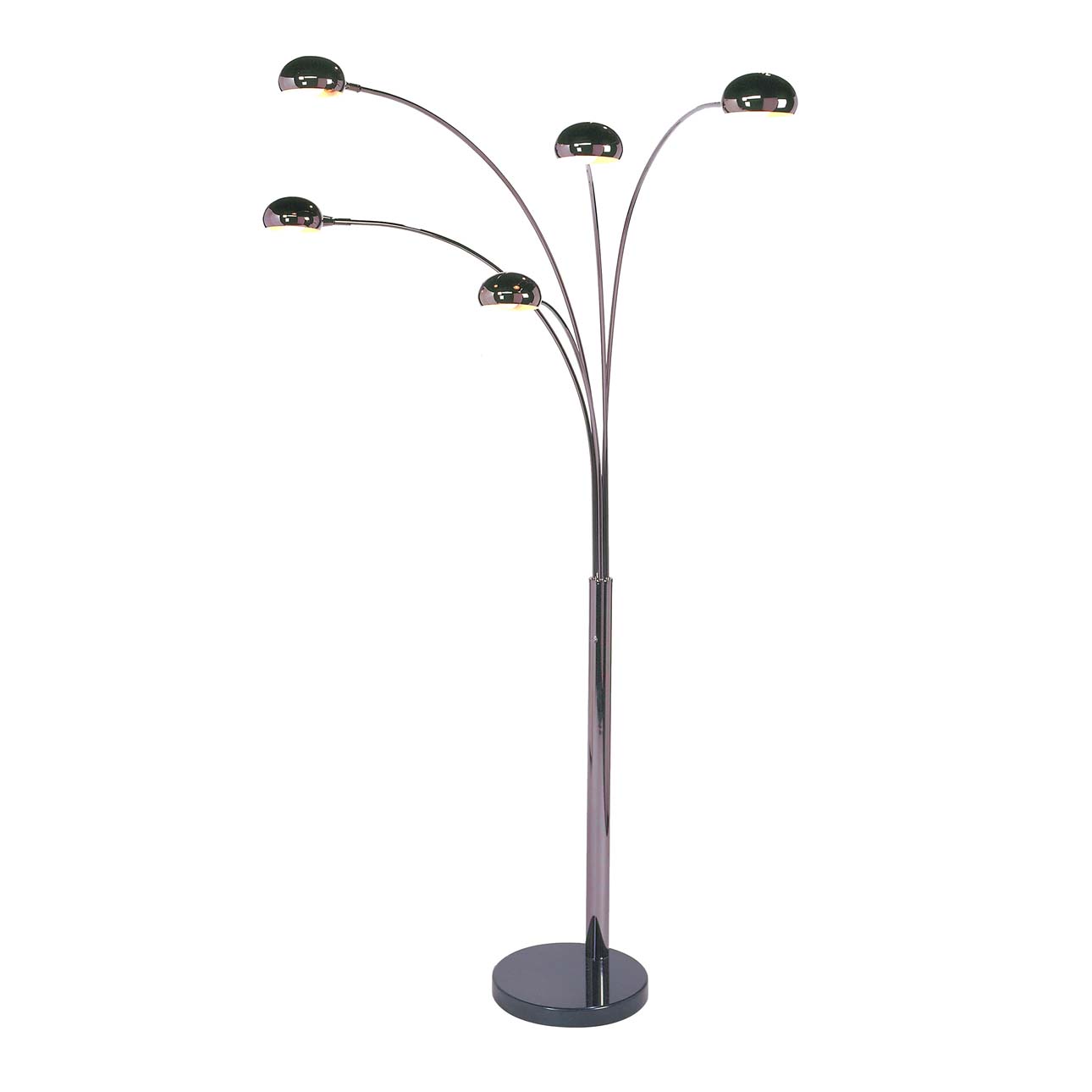 Mushroom 5 Light Arc Floor Lamp - Satin Nickel